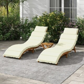 Outdoor Foldable Long Chaise Lounge Set with Cushions and Table - Bed ...
