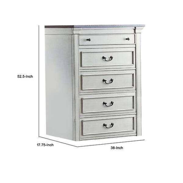 53 Inch Tall 5 Drawer Dresser Chest, Dark Rum Top, Felt Lined, Crisp ...