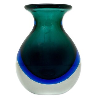 Novica Handmade Ocean Waves Art Glass Vase - Bed Bath & Beyond - 37868385