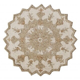 3' Round Tan Retro Modern Medallion Area Rug - 3'6" - Bed Bath & Beyond ...