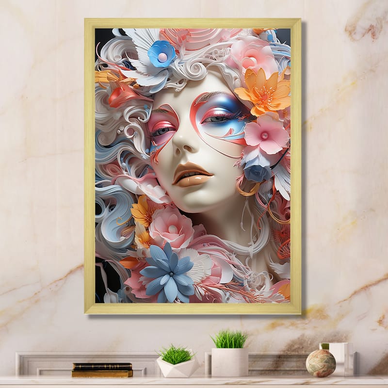 Designart "Mystic Desires Surreal Woman Portrait I" Surrealism Framed ...