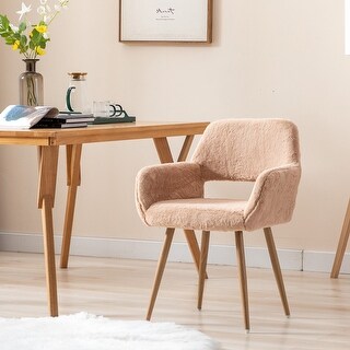 Faux Fur Dining Chairs, Mid Century Side Chairs with Solid Painting ...