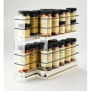 Narrow Kitchen Cabinet Spice Rack with 2 Drawers & 2 Tiers - 20 Spice ...
