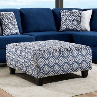 Quim Transitional Navy Pattern Microfiber Upholstered Ottoman by ...