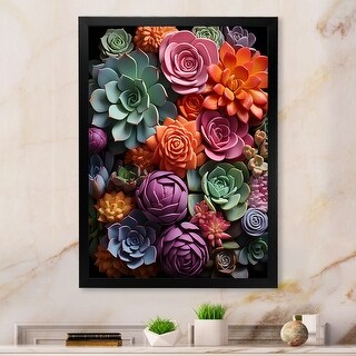 Designart "Colorful Succulents Desert Gems II" Succulent Framed Canvas ...