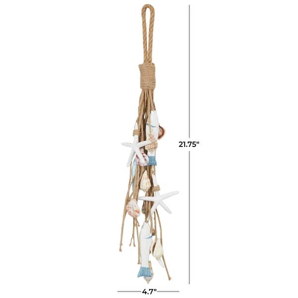 Brown Jute Rope Layered Hanging Fish Wall Decor with Blue or Cream ...