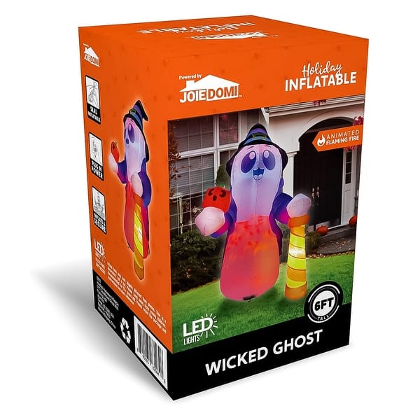 Syncfun 6FT Tall Halloween Inflatable Wizard Ghost with Swirling Fire ...