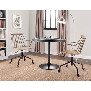 Spindle-Back Design Office Chair with Swivel and Armrest, Brown - Bed ...