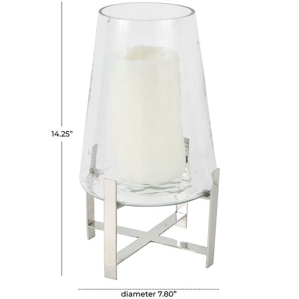 Clear Stainless Steel Metal Hurricane Lamp with Stainless Steel X ...