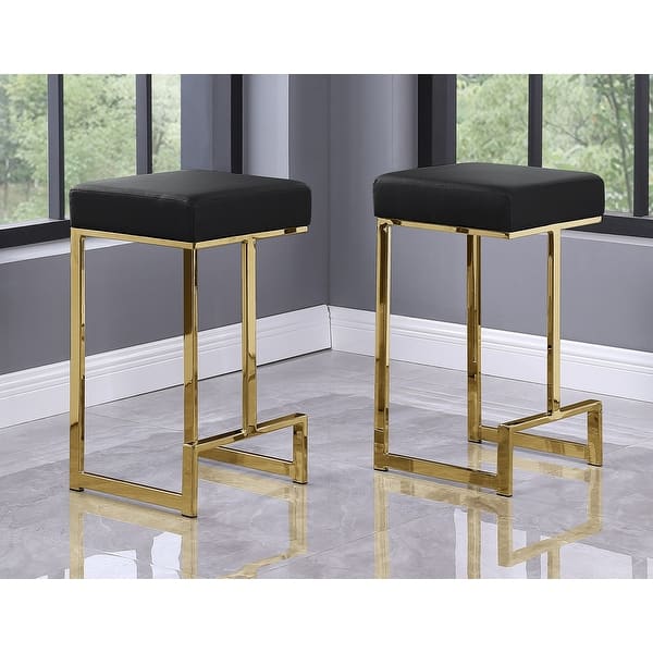 Best Master Furniture Synthetic Leather Gold Counter Height Stool (Set ...