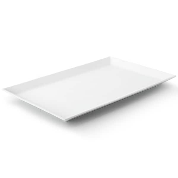 Our Table Simply White 18 Inch Rectangular Porcelain Platter in White ...