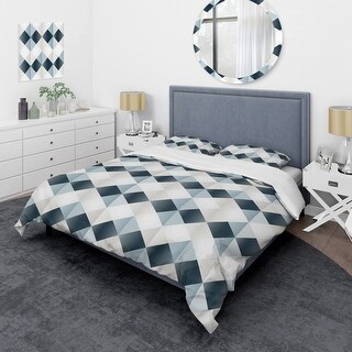 Designart "Nordic Geometric Serenity" Blue Modern Bedding Cover Set ...