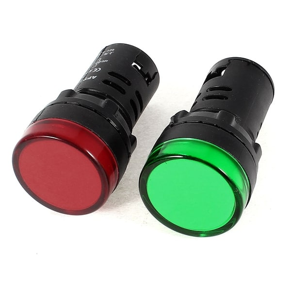 2x Green Red LED Pilot Signal Light Panel Indicator Lamp 22mm DC 12V ...