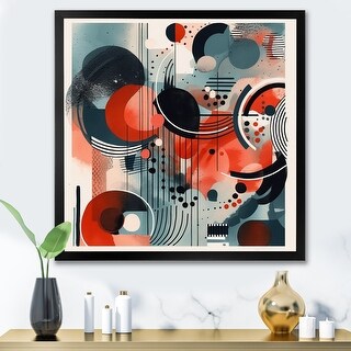 Designart "Red And Black Minamlism Intimacy Ii" Minimalism Framed Wall ...