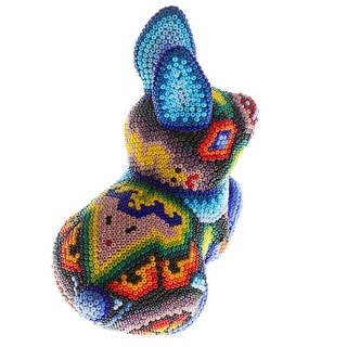 Novica Handmade Blue Bunny Huichol Beaded Papier Mache Sculpture - Bed ...