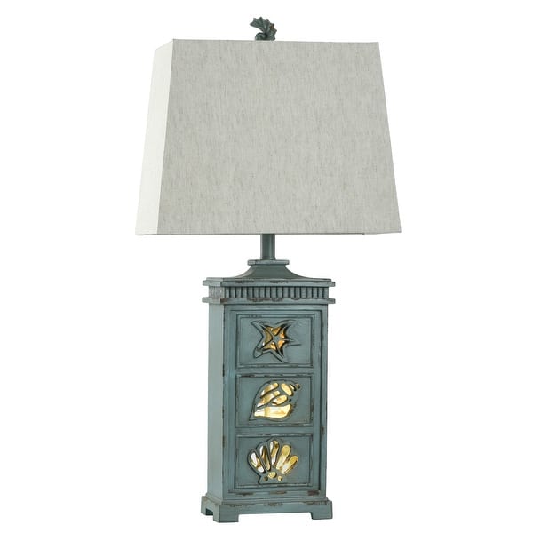 StyleCraft River Crest Light Blue Table Lamp - Taupe Hardback Fabric ...