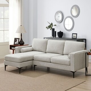 Chenille Sectional Sofa with Reversible Chaise and Comfortable Cushions ...