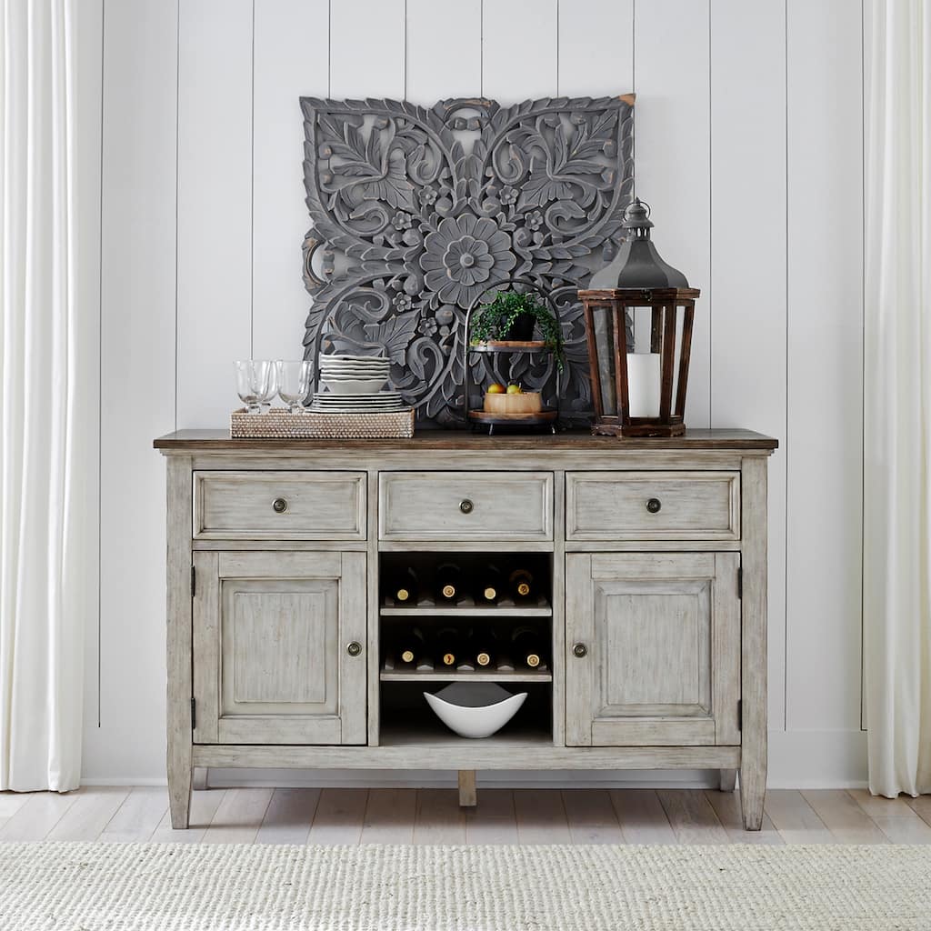 Cottage Lane Antique White with Weathered Gray Server - Overstock ...