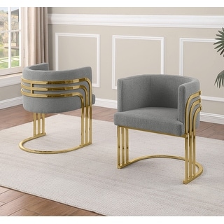 Best Quality Furniture Teddy Fabric Gold Chrome Base Dining Chairs (Set ...