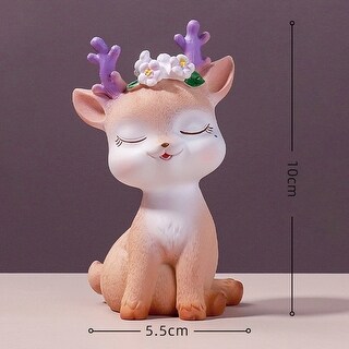 Cartoon Small Deer Resin Reindeer Craft Miniature Desktop Ornaments Car ...