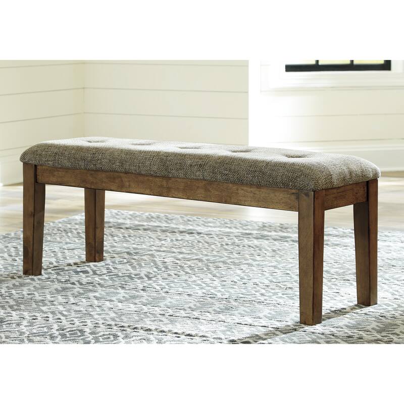 Flaybern Light Brown Large Upholstered Dining Room Bench - 50"W x 16"D ...