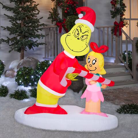 Gemmy Christmas Airblown Inflatable Grinch Hanging from Wreath Dr ...