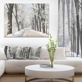 Designart "Winter Lane in Countryside" Large Forest Artwork Print on ...