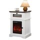 LED Fireplace Nightstand with Drawer, Adjustable Light Bedside Table ...