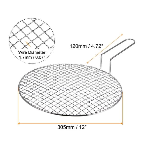 Stainless Steel Grill 12" Round Barbecue Mesh Outdoor Grill w Handle ...