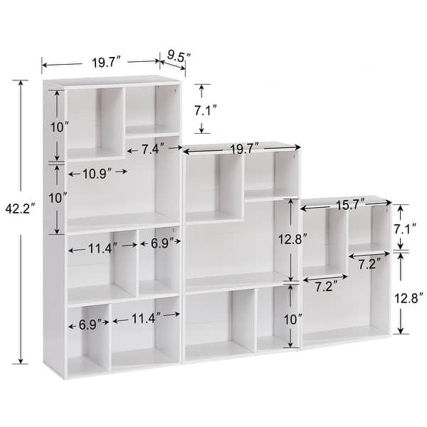 4 Colors Available Ladder Wooden Bookshelf L Shaped Freestanding 15 ...