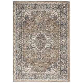 HomeRoots 4' X 6' Beige And Grey Oriental Power Loom Non Skid Area Rug ...