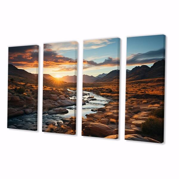 Designart "Nevada River Landscape I" Landscapes Multipanel Canvas Art ...