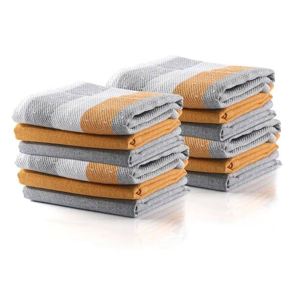 Shop LC Set of 12 Orange Cotton & Polyester Kitchen Towel Gifts - Bed ...
