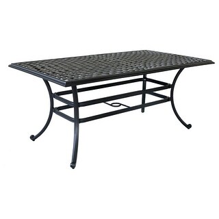 68 Inch Wynn Outdoor Patio Pattern Metal Dining Table, Black - Bed Bath ...
