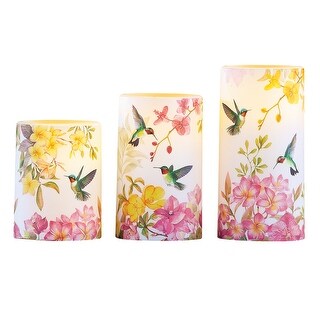 Blooming Hummingbird Floral Candles - Set of 3 - 10.750 x 8.000 x 4.800 ...