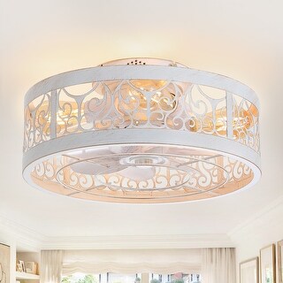 16.5-in Vintage Distressed White Low Profile Ceiling Fan with Remote ...