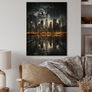 Designart "Skyscrapers Monochromatic Metropolis II" Cityscapes Print on ...
