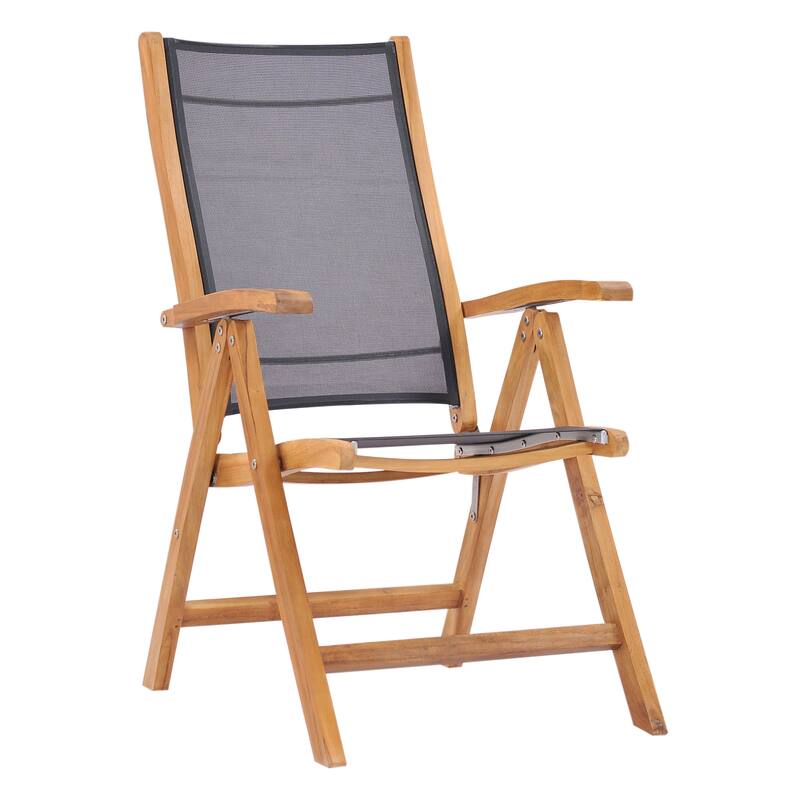 Chic Teak California Teak Wood Reclining Chair with Black Batyline ...