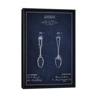 iCanvas "Spoon Navy Blue Patent Blueprint" by Aged Pixel Framed Canvas ...