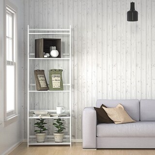 Ladder Shelf, 5 Tier White Bookshelf, Modern Open Bookcase - Bed Bath ...