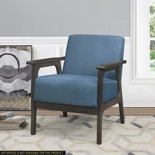 Textured Blue Upholstery Accent Chair, Solid Rubberwood Frame - Bed ...