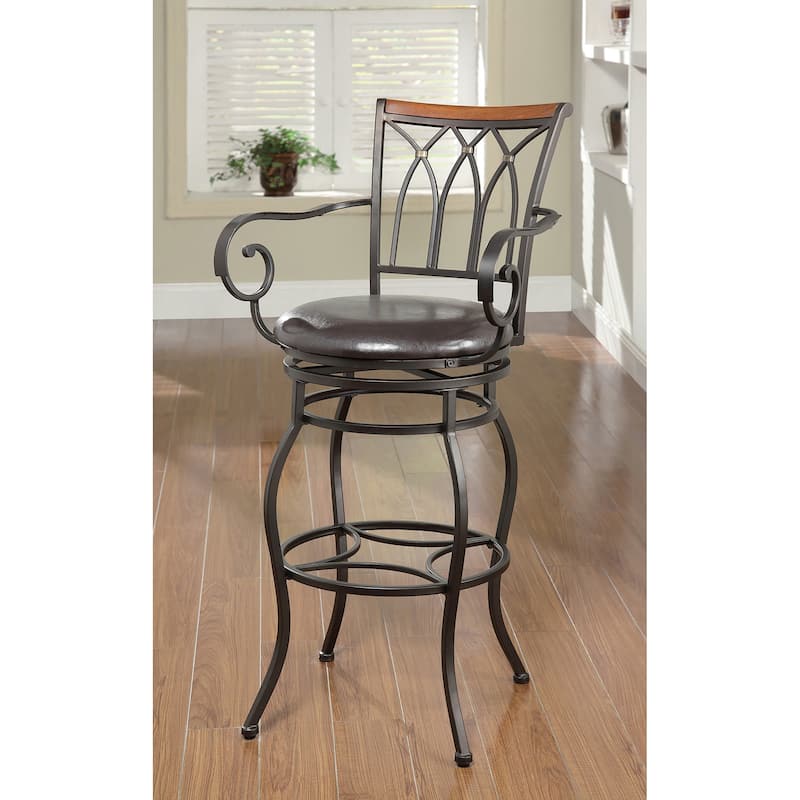 Jesse Transitional Black Metal Swivel Bar Stool - Overstock - 32837515