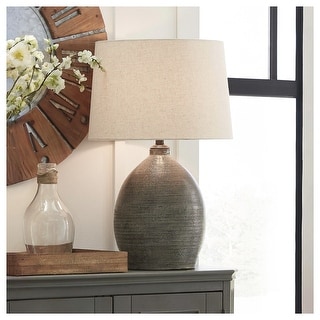 Joyelle Gray Terracotta Table Lamp - 17"W x 17"D x 28"H - Bed Bath ...