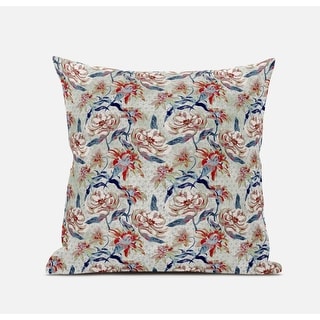 20" Red Indigo Roses Suede Throw Pillow - Bed Bath & Beyond - 39556744