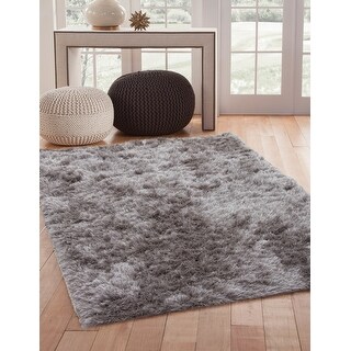 Shag Grey Area Rug 8x10, Exceptional Pile Height of Long Silky ...