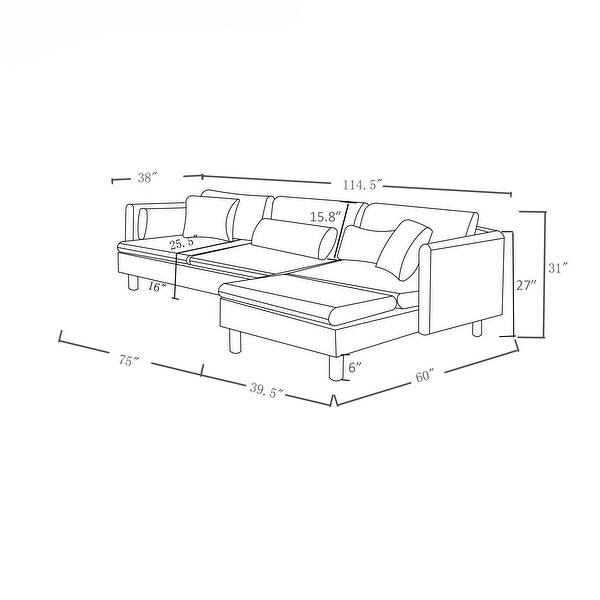 Dark Grey Modern Luxury Reversible Chaise L-shaped Sectional Sofa - Bed ...
