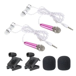 Mini Microphone Rose Red with Earphone, Mic Stand and Cover for Singing ...