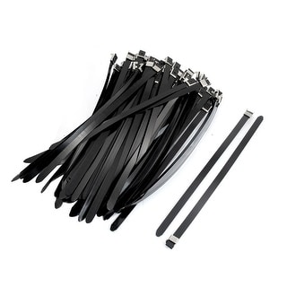 100 x 11.8 Length Self Locking PVC Coated Stainless Steel Cable Ties ...