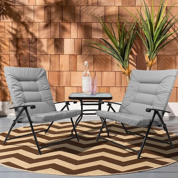 SUNCROWN 3 Piece Outdoor Patio Padded Folding Chairs Bistro Set On Sale Bed Bath Beyond 32027841