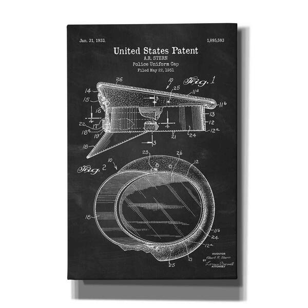 Epic Graffiti 'Police Uniform Cap Blueprint Patent Chalkboard' Canvas ...